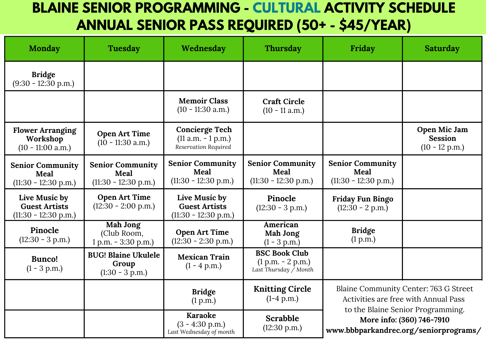 Senior Programs – Blaine-Birch Bay Park and Recreation District 2